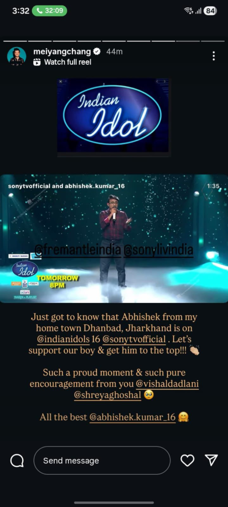 Meiyang Chang extends support to Indian Idol’s Abhishek Kumar from ...